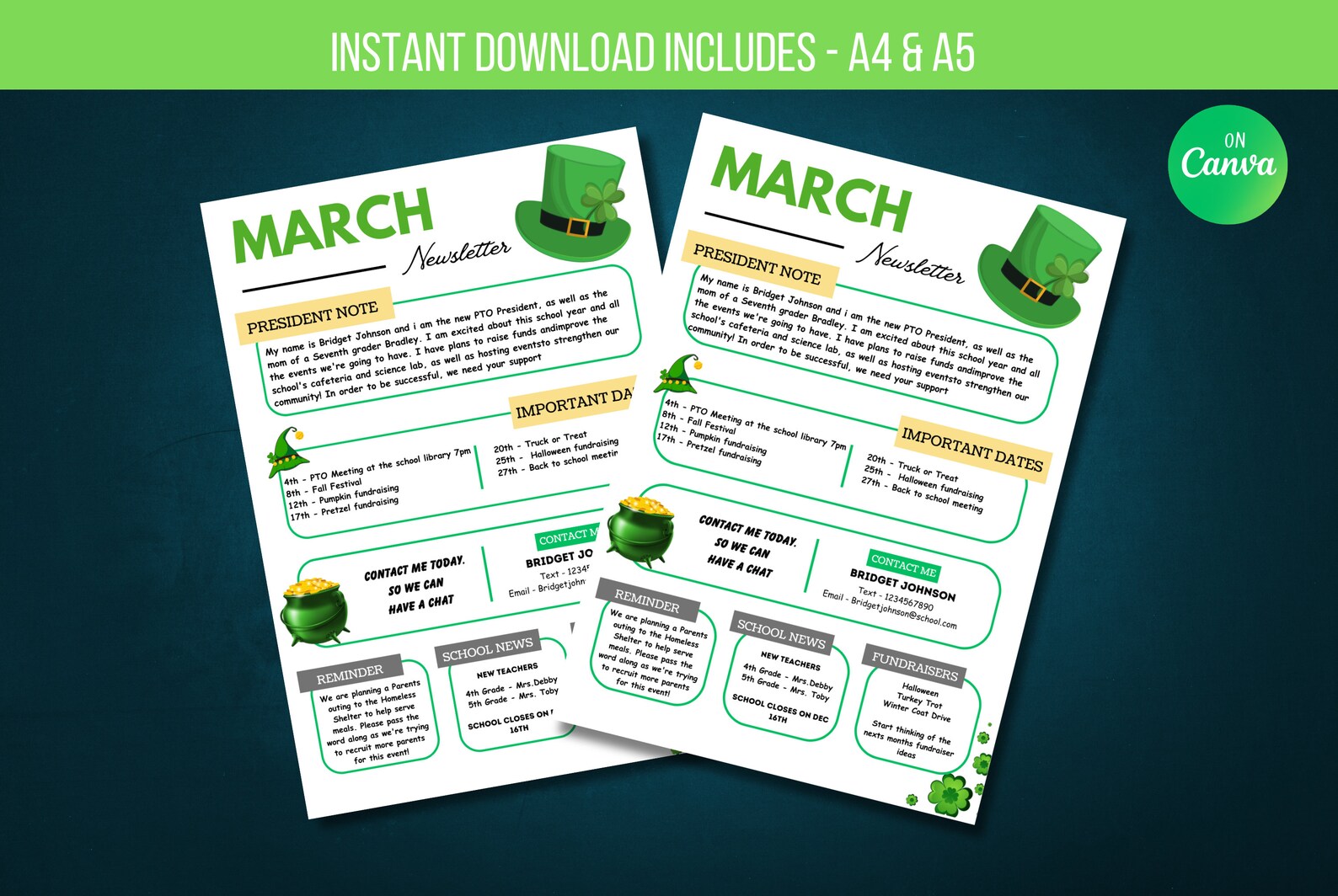 EDITABLE March Newsletter Template Classroom Printable - Etsy