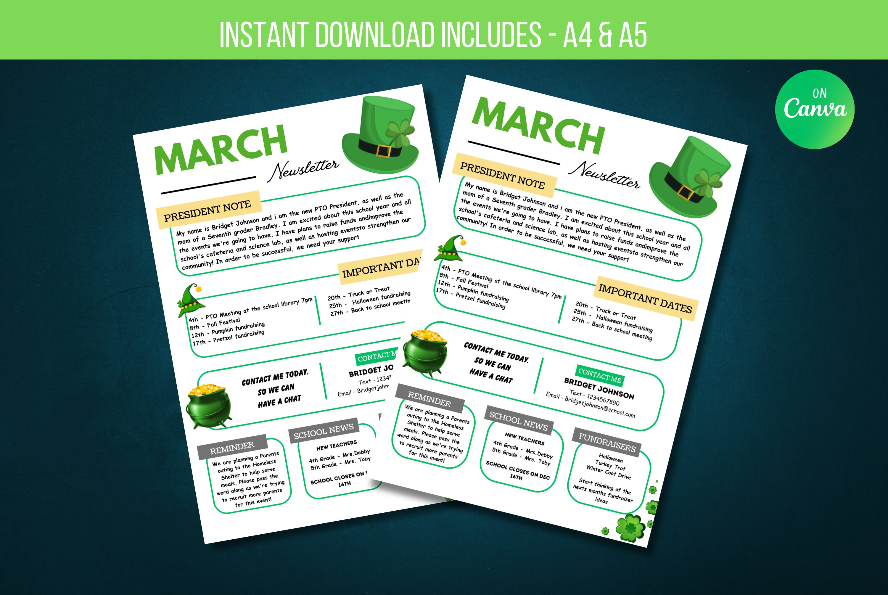 EDITABLE March Newsletter Template Classroom Printable - Etsy