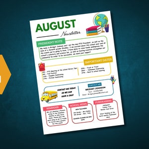 EDITABLE August Newsletter Template, Classroom Printable Handout Flyer ...