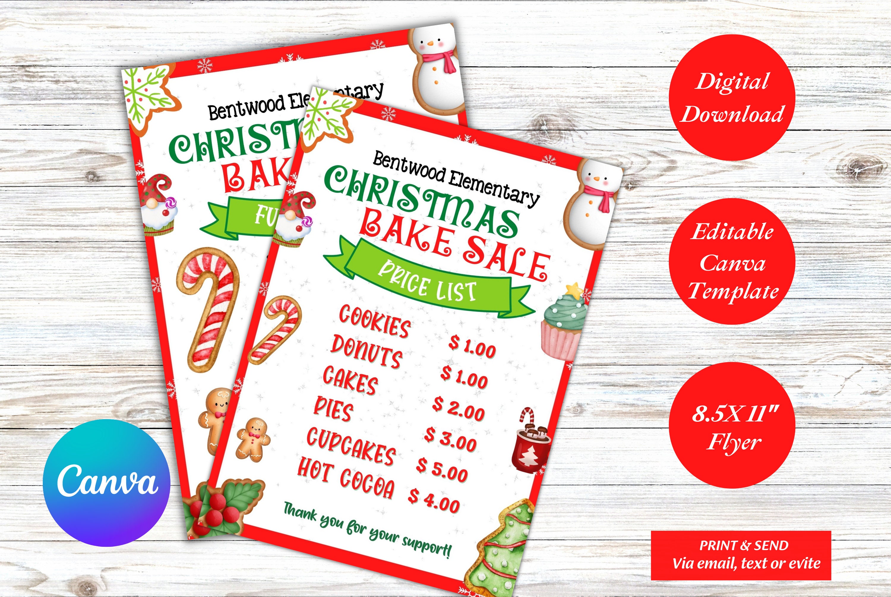 EDITABLE Christmas Bake Sale Flyer School Bake Sale Flyer Church Bake ...