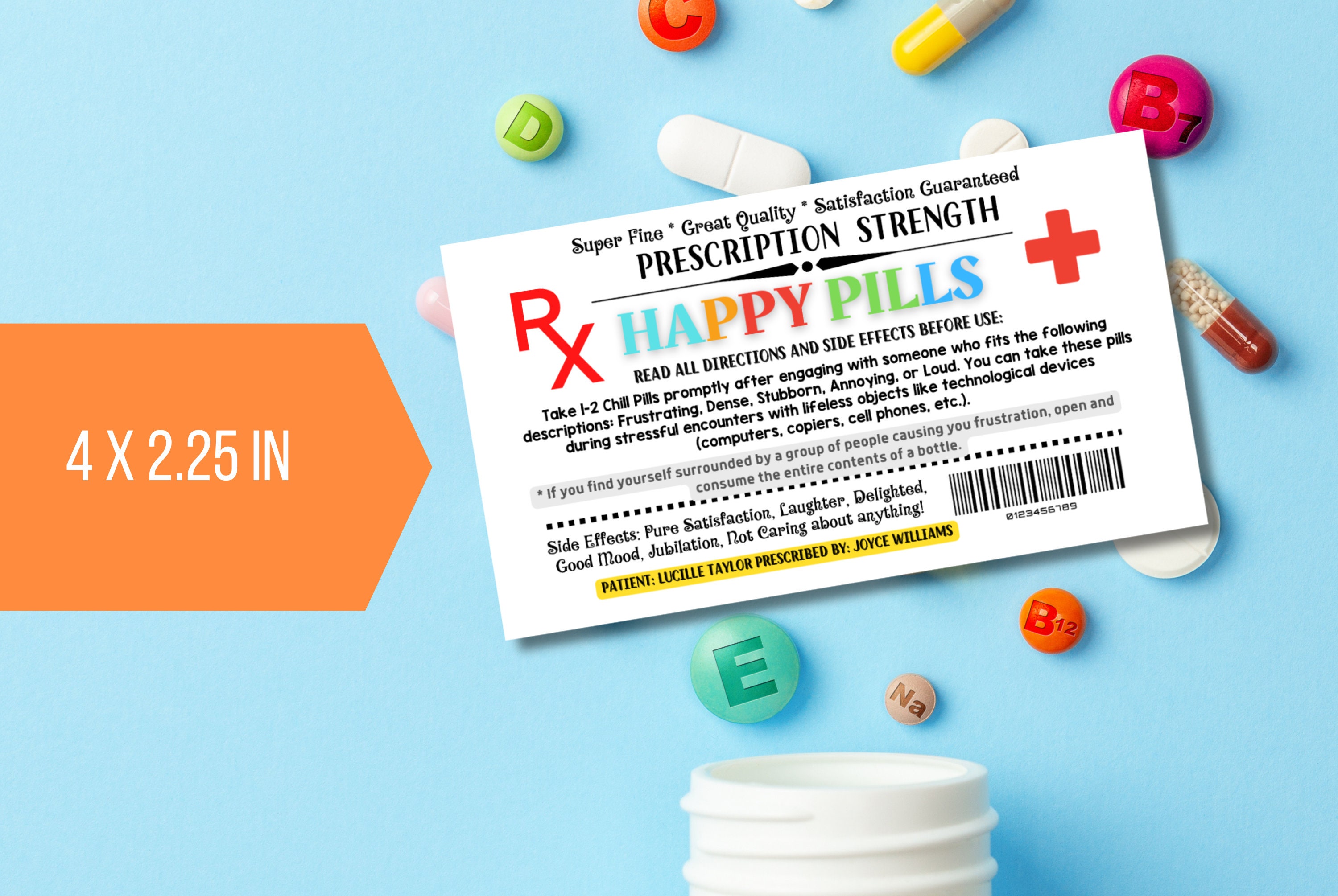 EDITABLE Happy Pills Label Funny Gag Gift Professional Office - Etsy