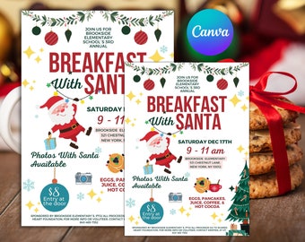 Breakfast With Santa Flyer Editable Template, Pancakes With Santa ...