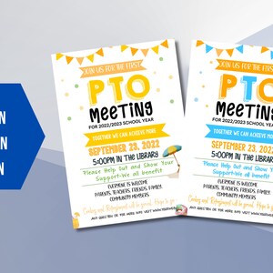 EDITABLE PTA Meeting Season Package Flyer, School Information Meeting ...