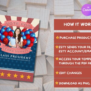EDITABLE Presidential Campaign Poster, Class Campaign President, High ...