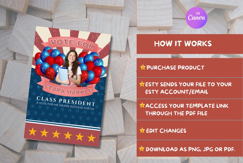 EDITABLE Presidential Campaign Poster, Class Campaign President, High ...