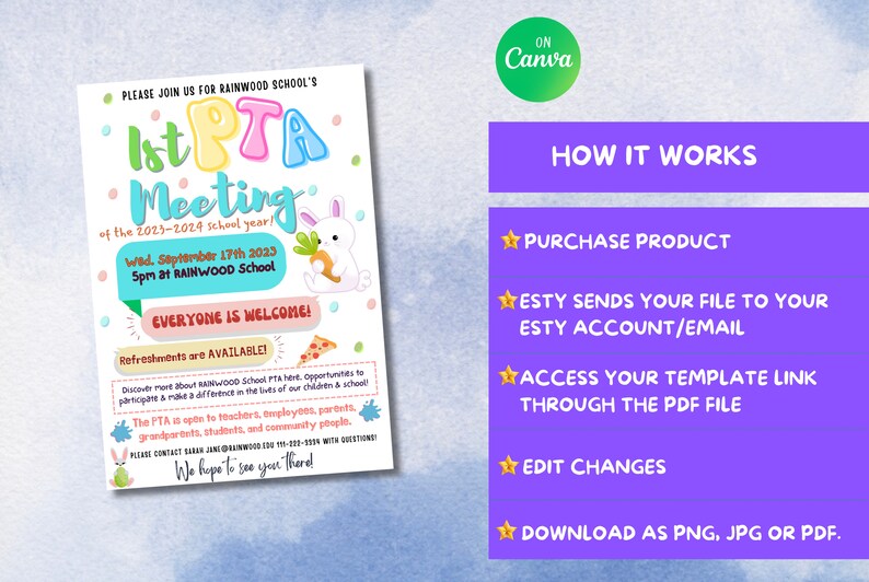 EDITABLE PTA Meeting Handout Flyer, School Information Meeting Flyer ...