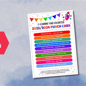 PRINTABLE Volunteer Punch Card Template, PTO PTA Volunteer Template ...