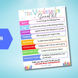 EDITABLE Volunteer Survival Kit Template, Volunteer Thank You Gift ...