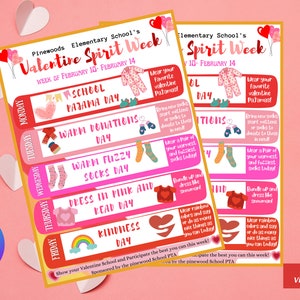 Valentines Spirit Week School Flyer. Festive Spirit Week PTO Flyer ...