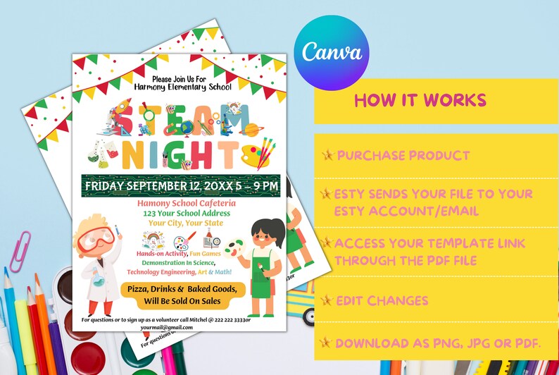 EDITABLE Family Steam Night Flyer School PTA PTO Flyer - Etsy