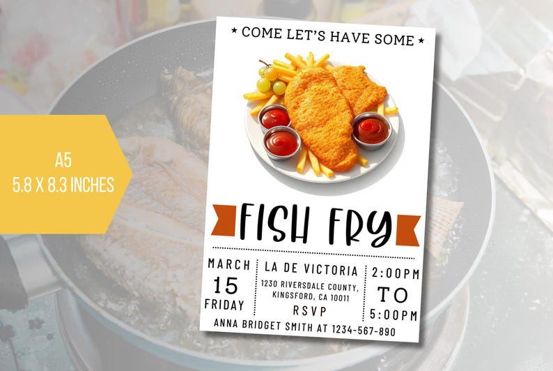 EDITABLE Fish Fry Invite Template, Fish and Chips Invitation, Birthday ...