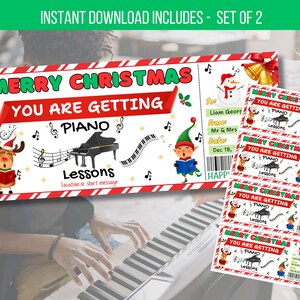 EDITABLE Piano Lessons Christmas Gift Voucher, Surprise Piano Lessons ...