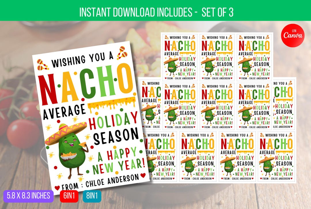 EDITABLE Nacho Average Christmas Gift Tag, Nachos Holiday Gift Tag ...
