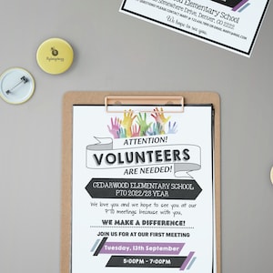 EDITABLE Volunteer Recruitment Flyer, Printable Handout, School ...