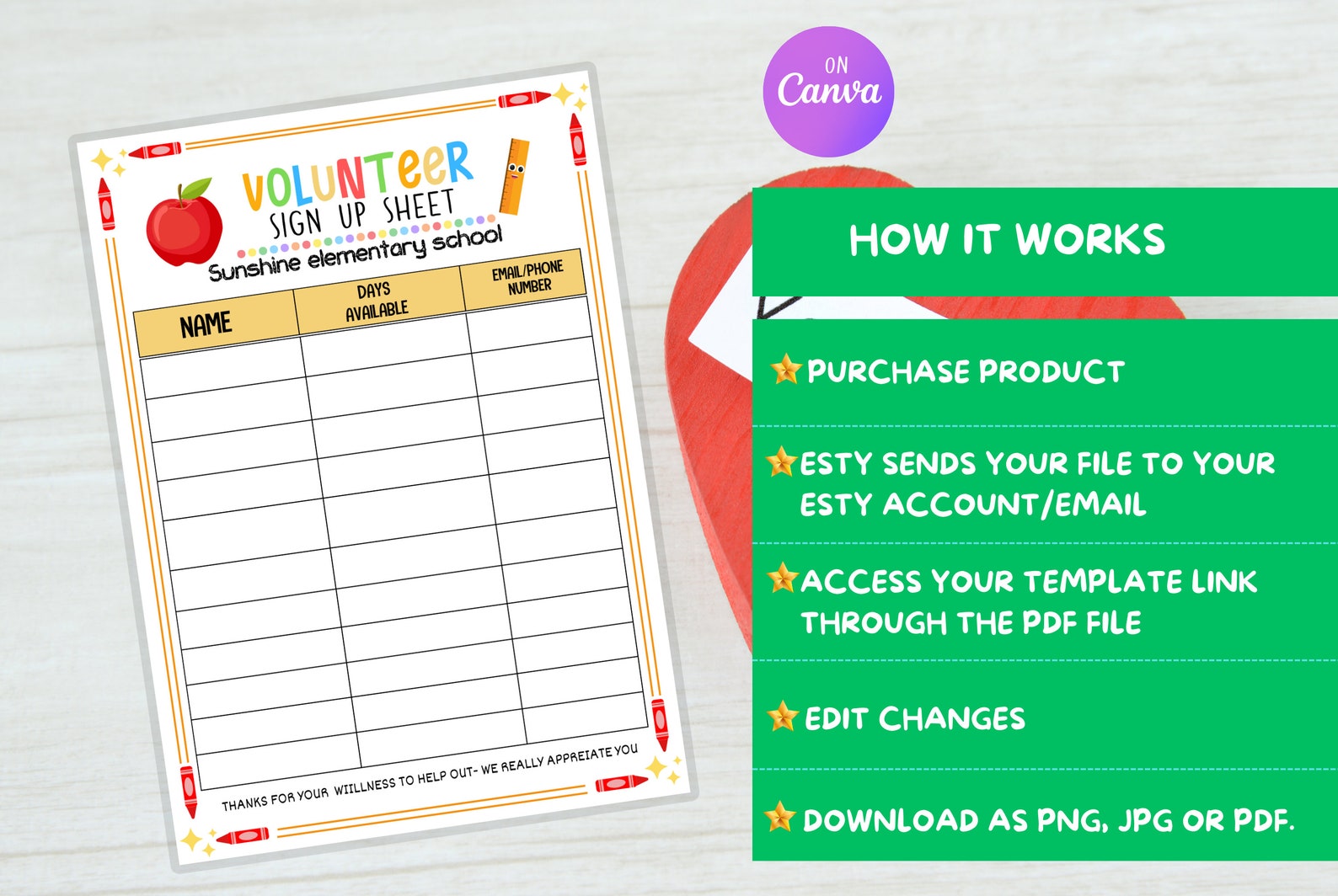 EDITABLE Teacher Volunteer Sheet School Pto Pta Sign up - Etsy