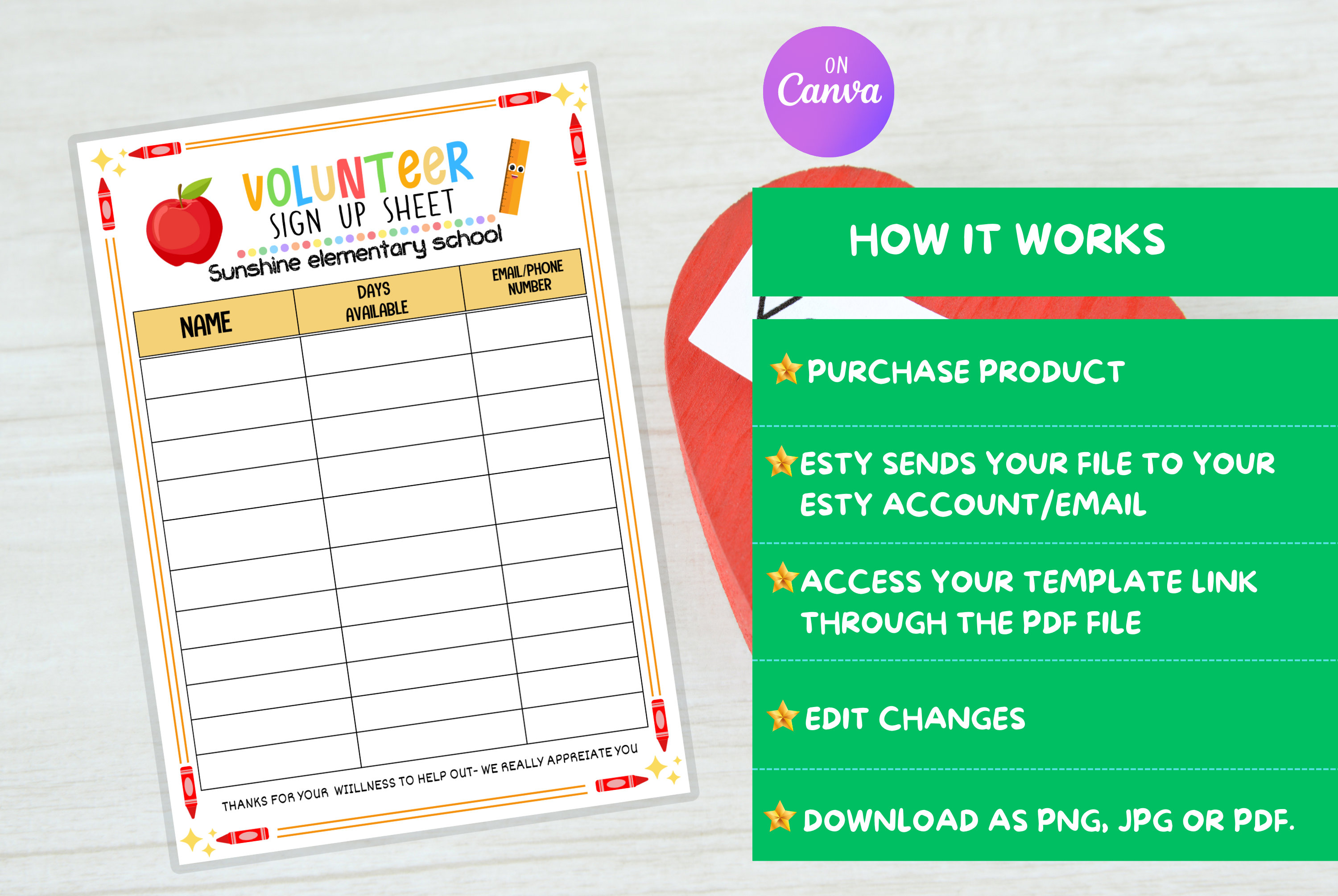 EDITABLE Teacher Volunteer Sheet School Pto Pta Sign up - Etsy