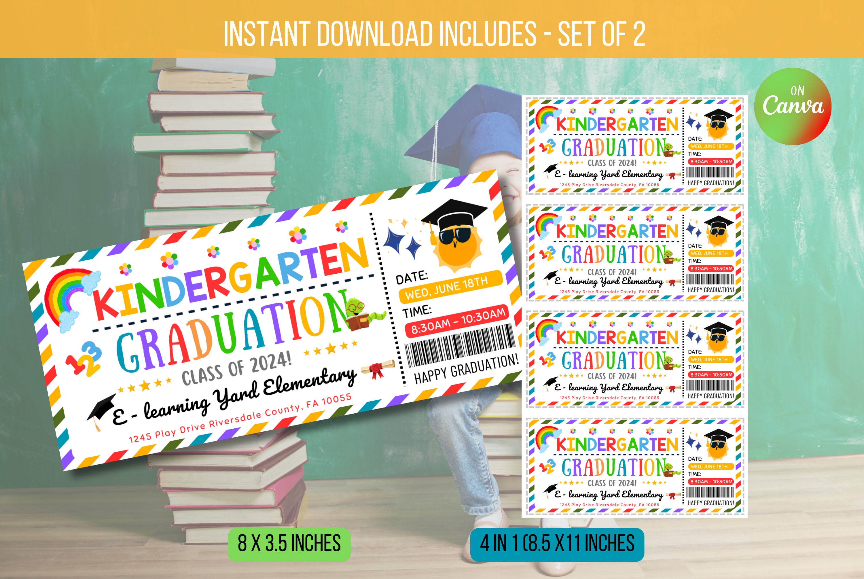 EDITABLE Pre School Graduation Ticket, Kindergarten Graduation, School ...