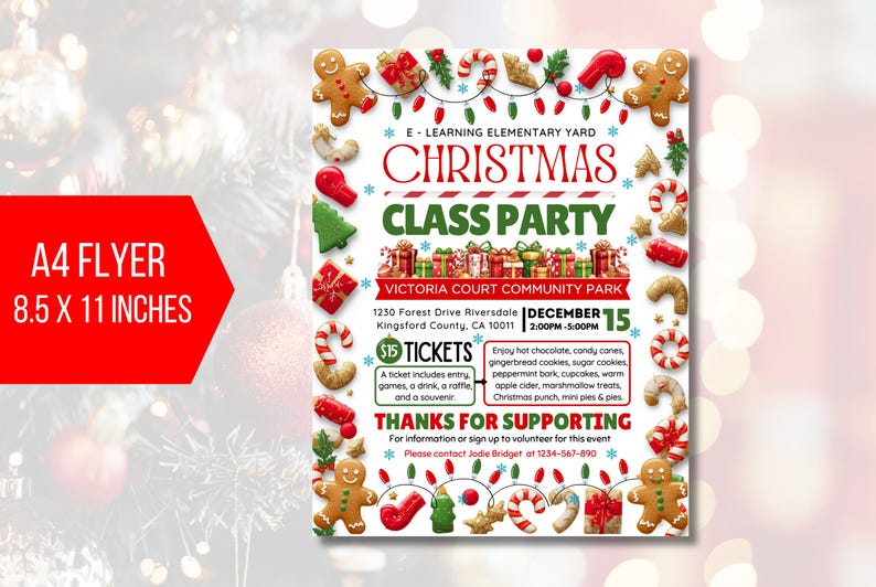 EDITABLE Christmas Class Party Flyer, School Christmas Party Invitation ...