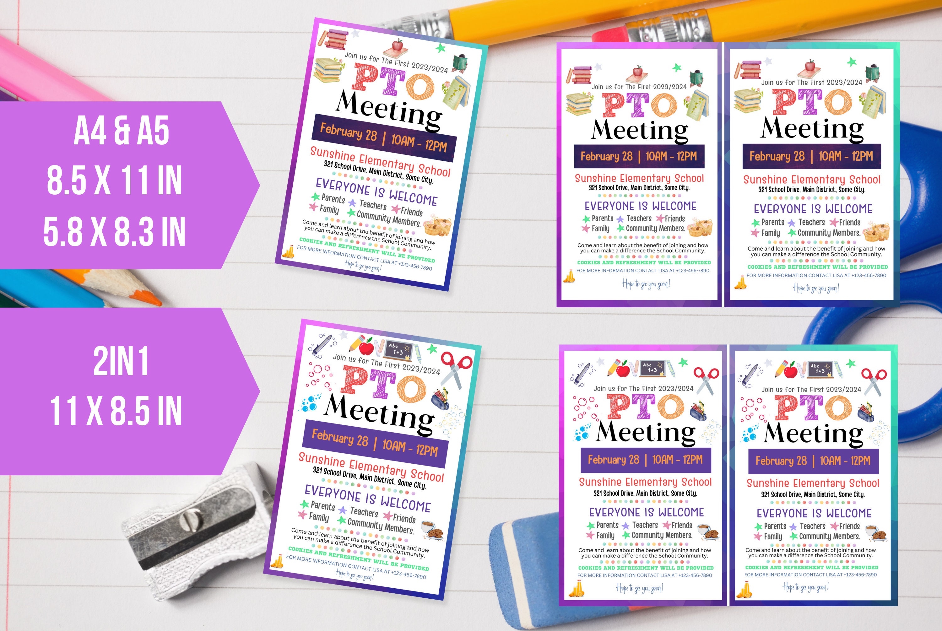 EDITABLE PTO Flyer Bundle, Printable School PTO Information Forms ...