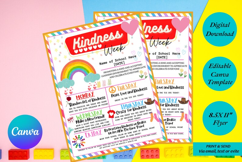 Kindness Week Itinerary Flyer, Diversity Inclusion, Printable Editable ...