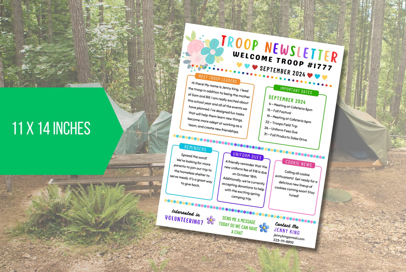 EDITABLE Troop Newsletter Template, Troop Event Informational Template ...
