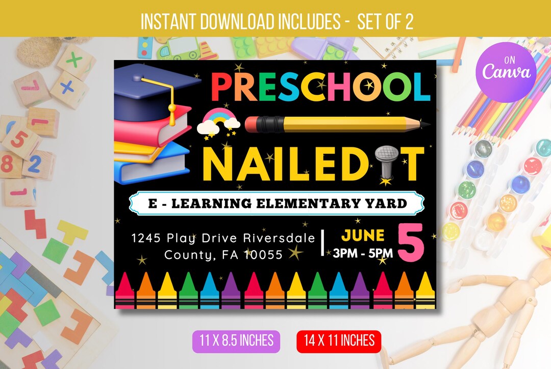 EDITABLE Preschool Nailed It! Sign, Preschool Graduation Photo Prop ...