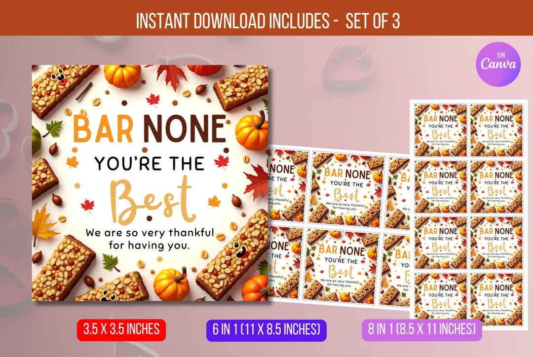 EDITABLE Bar None You Are the Best, Granola Bar Gift Tag, Teacher Staff ...