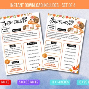 EDITABLE September Newsletter Template, Classroom Printable Handout ...