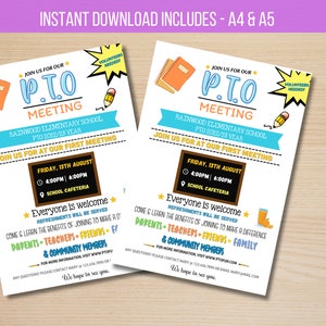 EDITABLE PTO PTA Meeting Handout Flyer School Information - Etsy