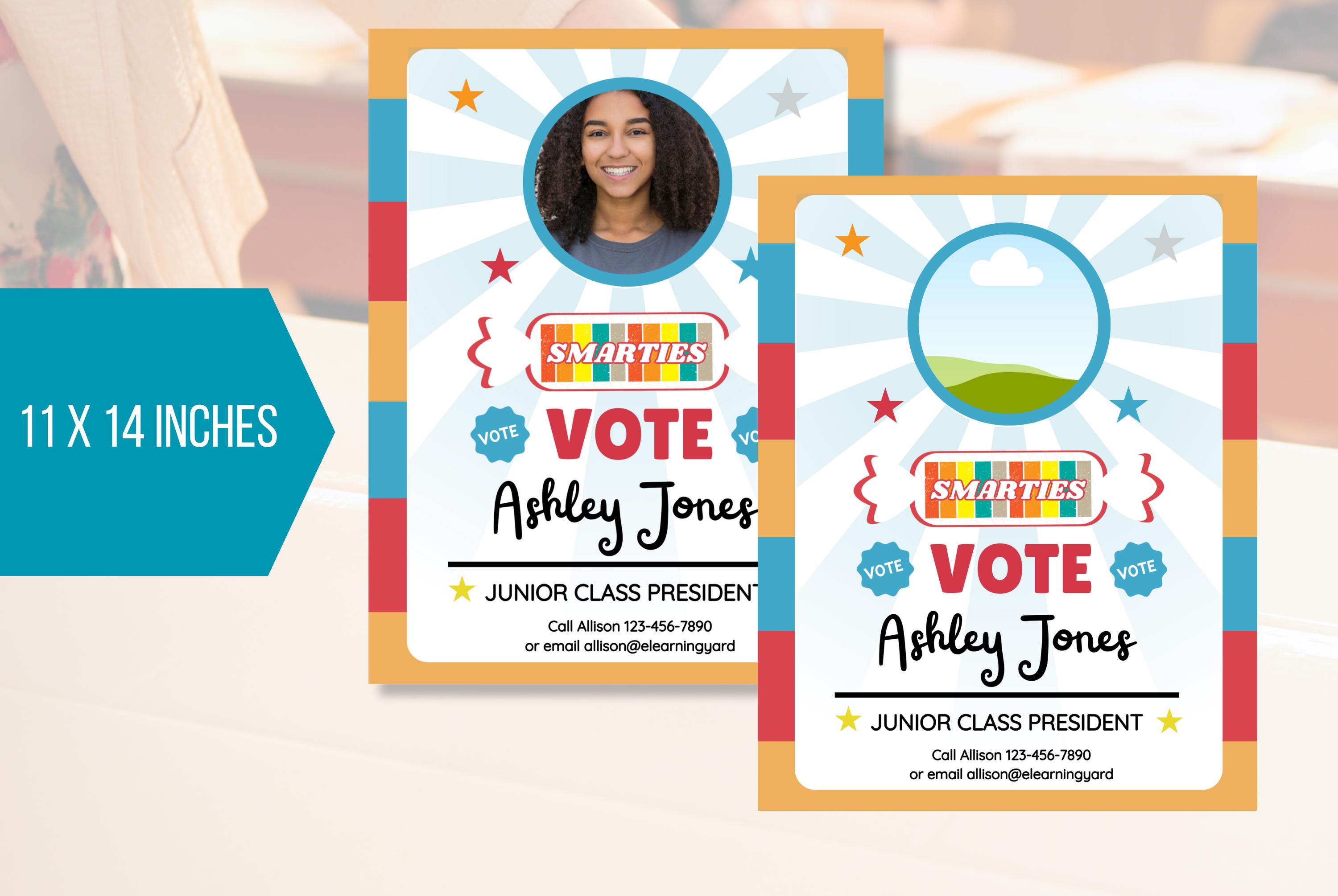 EDITABLE Presidential Campaign Poster, Smartie Student Poster, Class ...