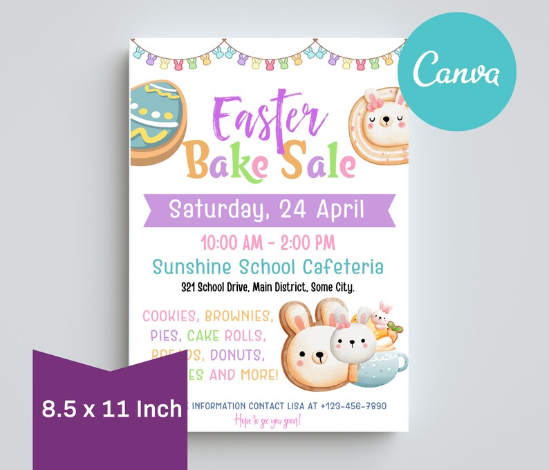 EDITABLE Easter Bake Sale Flyer Template, Printable Easter Event Flyer ...