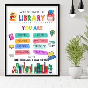 School Library Classroom Poster, Librarian Decor , Technology Teacher ...