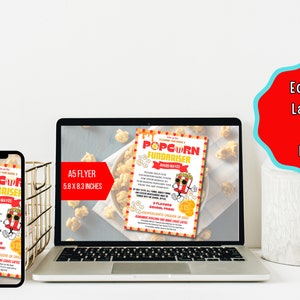 EDITABLE Popcorn Fundraiser Flyer Template, Non Profit Event Poster ...