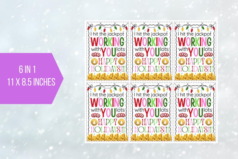 EDITABLE I Hit the Jackpot Working With You Christmas Gift Tag Lotto ...
