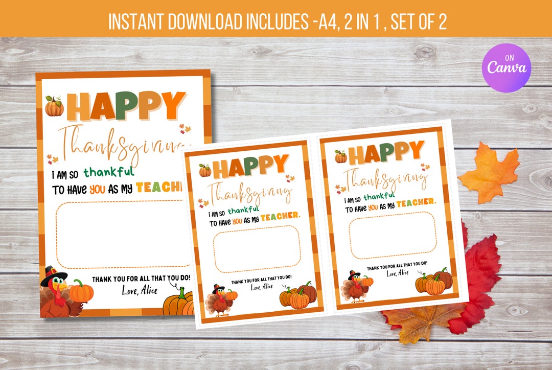 EDITABLE Happy Thanksgiving Gift Card, Teacher Staff Nurse Employee ...