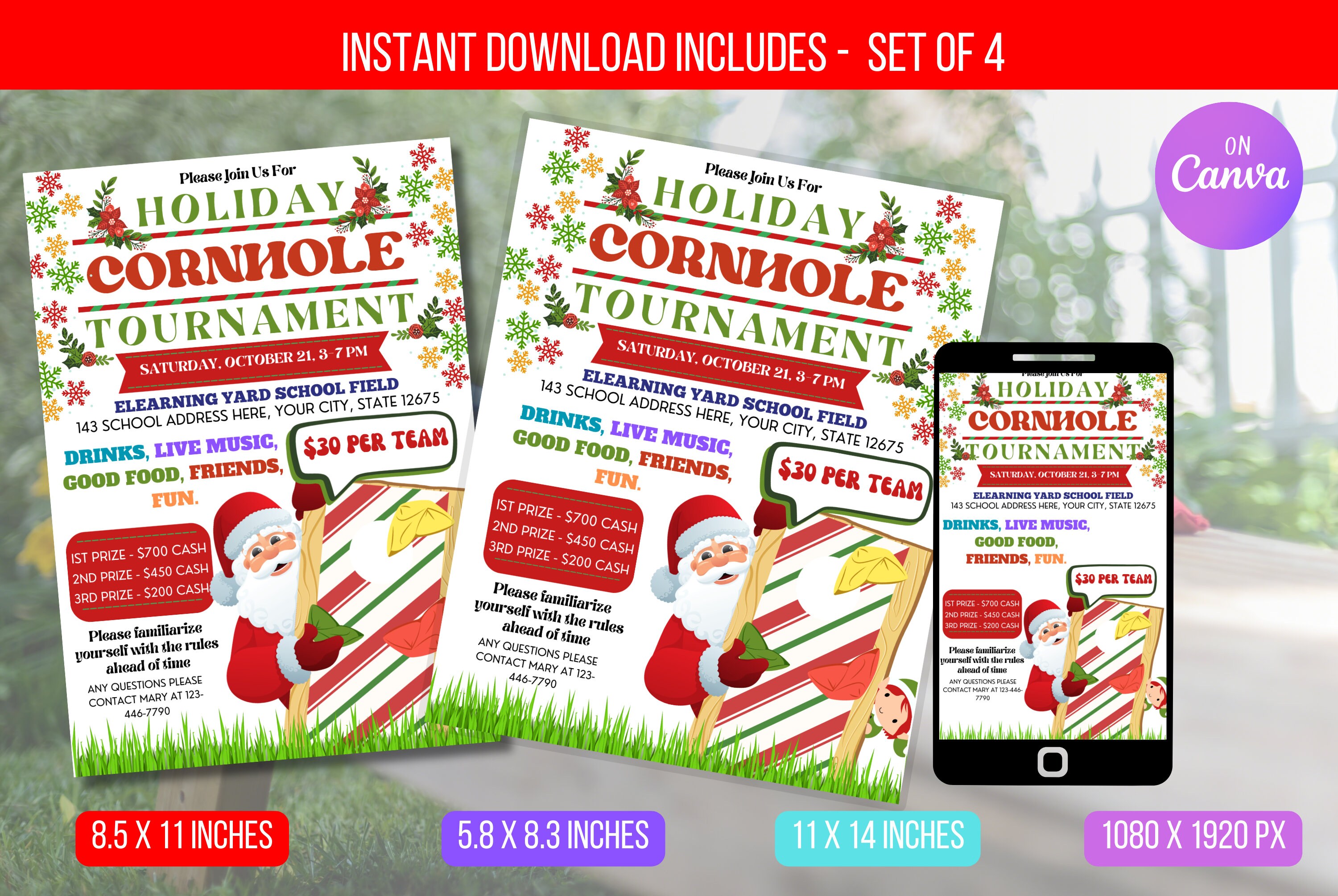 EDITABLE Holiday Cornhole Tournament Flyer Printable Cornhole - Etsy