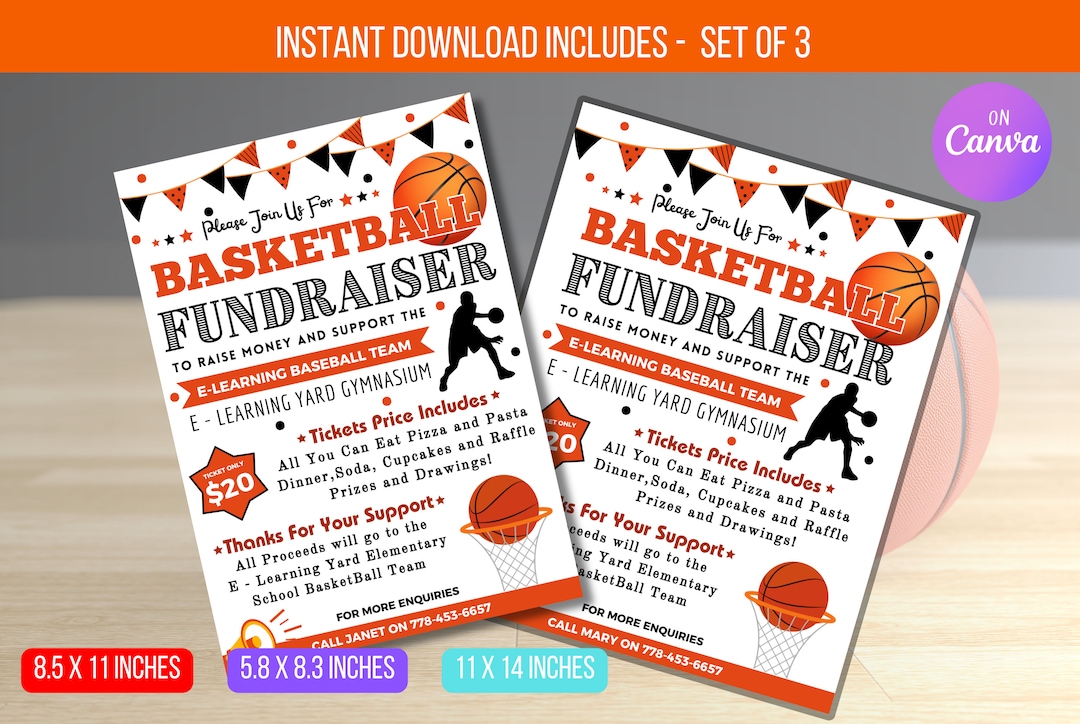 EDITABLE Basketball Fundraiser Flyer, School Community Benefit Poster ...