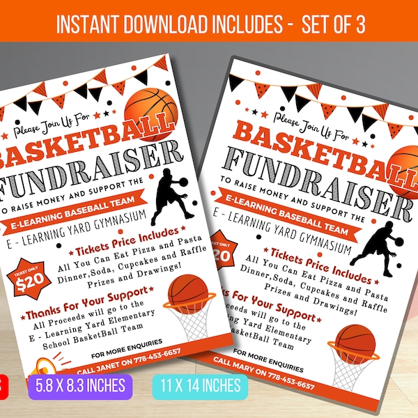 Basketball Fundraiser Flyer Template - Etsy