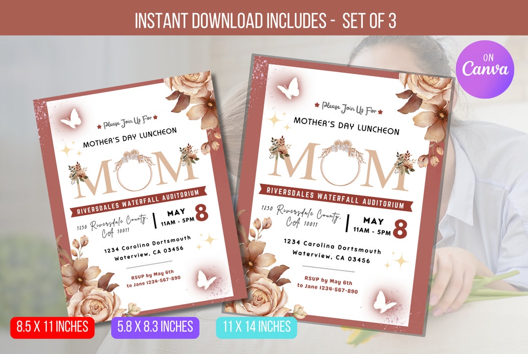 EDITABLE Mother's Day Lunchoen Invitation, Breakfast Lunch Invite ...