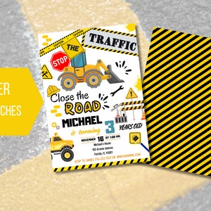 EDITABLE Stop the Traffic, Close the Road Birthday Invite, Construction ...