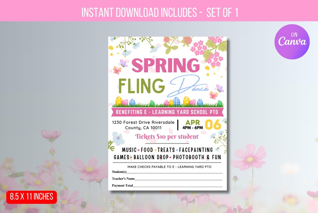 EDITABLE Spring Fling Market Flyer, Easter Festival Fundraiser Event ...