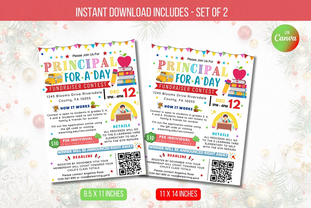 EDITABLE Principal for a Day Contest Fundraiser Flyer, Printable ...