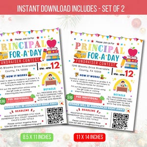 EDITABLE Principal for a Day Contest Fundraiser Flyer, Printable ...