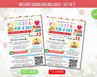 Principal for a Day Contest Fundraiser Flyer, EDITABLE Template ...