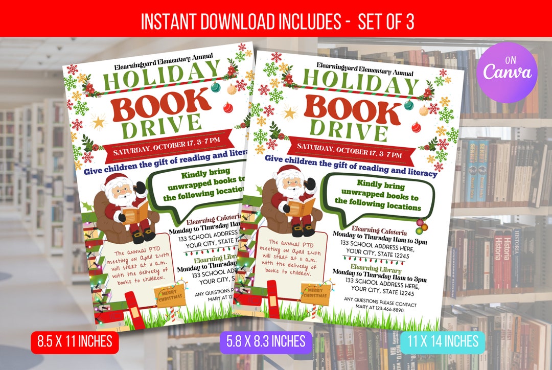 EDITABLE Holiday Book Fair Invitation Flyer, School Holiday Book Fair ...
