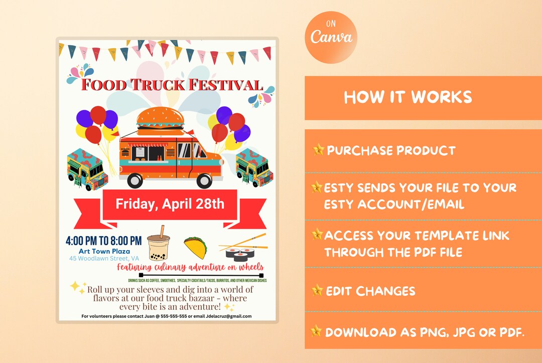 Editable Food Truck Festival Flyer Template, School Fundraiser ...