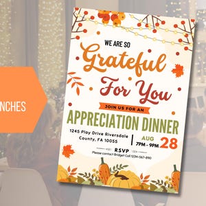 EDITABLE Fall Appreciation Dinner Invite, Grateful for You Invitation ...