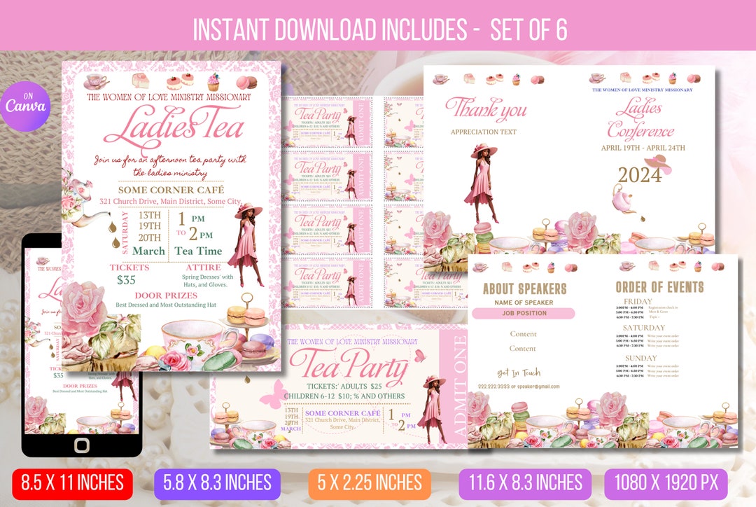 EDITABLE Ladies Tea Event Flyer Printable With Ladies Conference Event ...