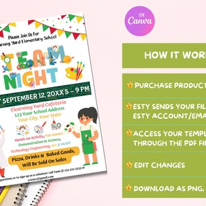EDITABLE Family Steam Night Flyer, School PTA PTO Flyer, Community ...
