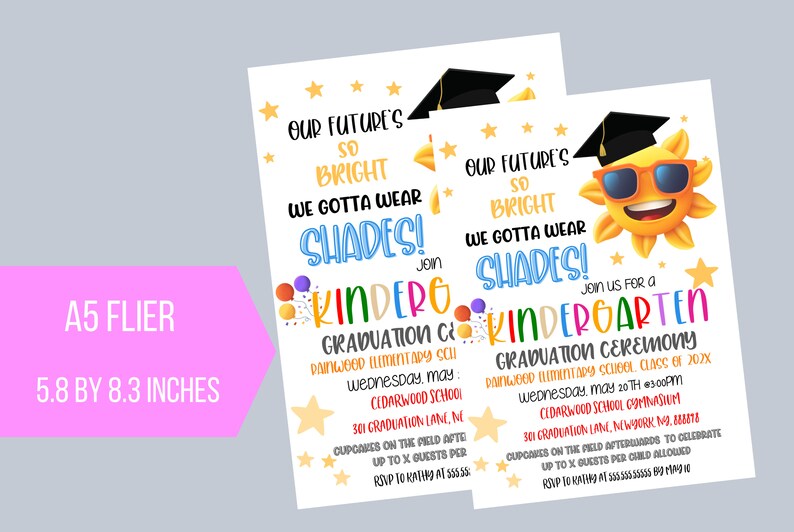 EDITABLE Kindergarten Graduation Invitation Preschool Pre K - Etsy